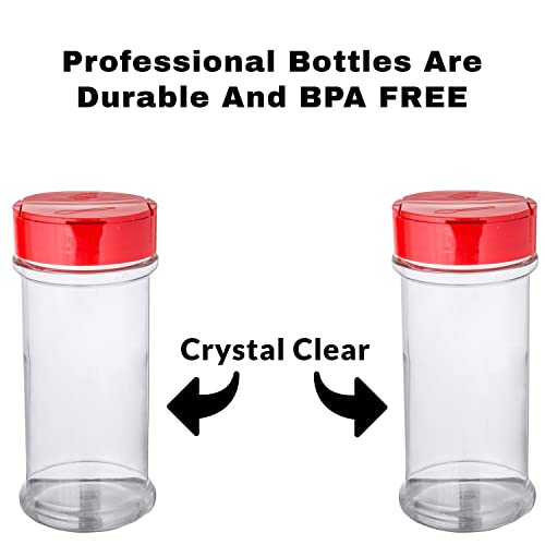Skyway Supreme 12 OZ Clear Plastic Spice Bottles Seasoning Containers Jars - Set of 3 - Flap Cap with Pour and Sifter Spice Shaker - Durable Refillable Perfect For Herbs Spices and Rubs - BPA Free