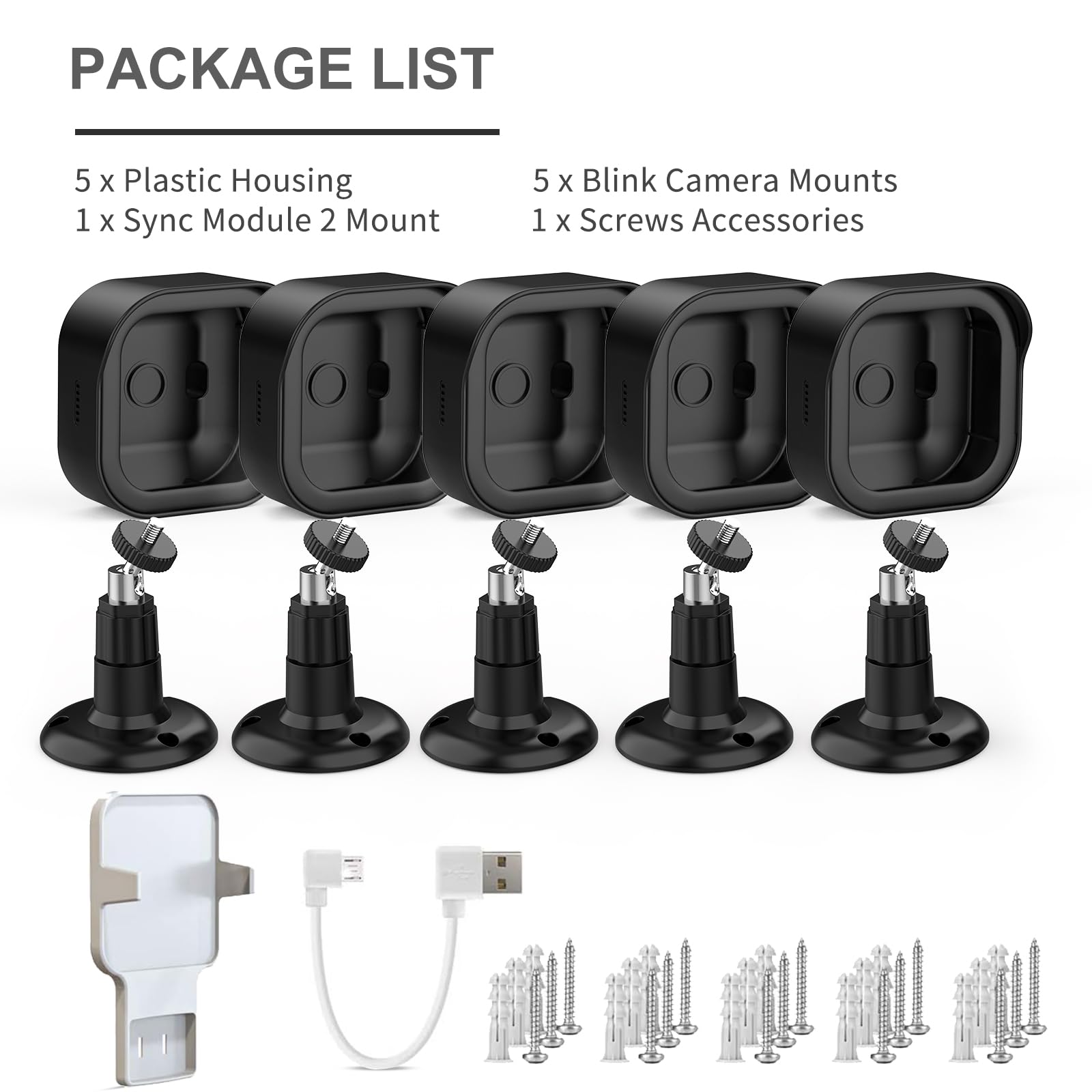 Camera Mount for Blink Outdoor 4 (4th Gen) & Blink Outdoor (3rd Gen), 5 Pack Weatherproof Protective Housing and 360° Adjustable Mount with Sync Module 2 Mount