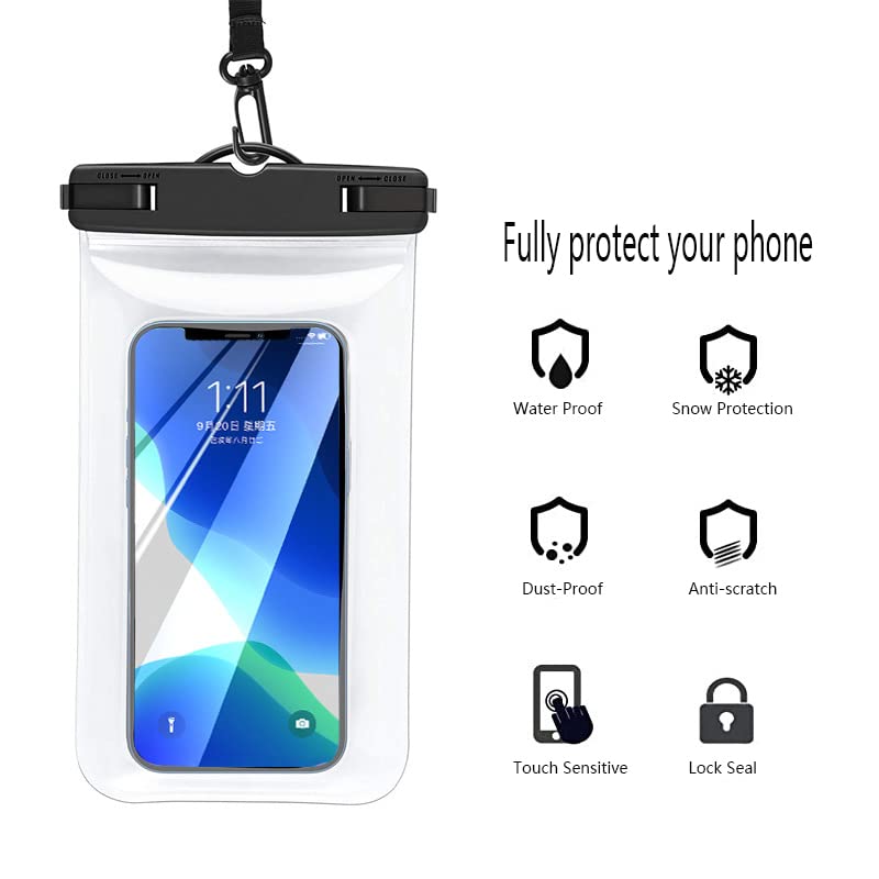 Springen Waterproof Phone Pouch ,Universal Waterproof Phone case,Floating Underwater Dry Bag Protector, with iPhone and Most Smartphones (Black/ 2Pcs)