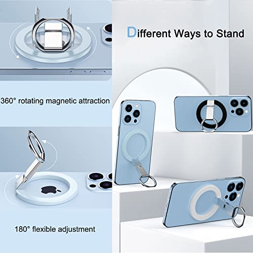 Magnetic Phone Stand Compatible with iPhone 14/13/12 Series & MagSafe Cases, HOYZNBI Removable Metal Kickstand【Vertical & Horizontal Stand Ways】360° Adjustable Portable Magnetic Phone Grip Ring Holder