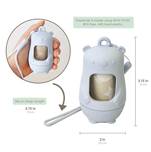 NEW Moodie Teddy Bear Diaper Bag Dispenser | Diaper Bag on the Go Dispenser w/Silicon Strap |15 LAVENDER SCENTED Diaper Disposal Bags per Roll | Diaper bag essential items (BABY BLUE)