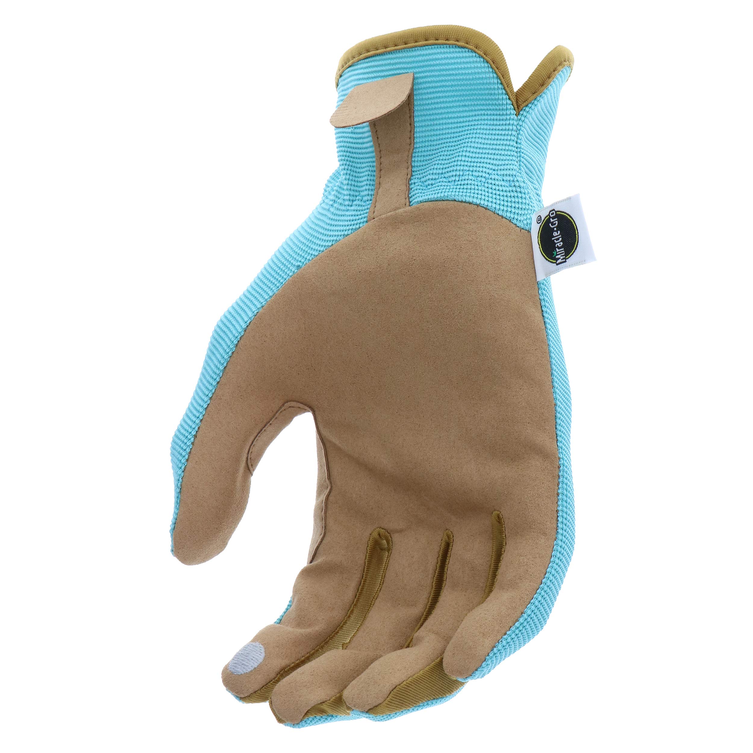 Miracle-Gro MG86202 Synthetic Leather Palm Gloves – [Blue/Tan, Medium/Large], Touchscreen Compatible