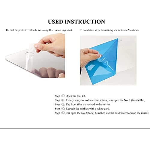 Funerom 7.1x9.9 inch Fogless Bathroom Shaving Mirror Includes 2 Adhesive Hooks 1 Anti-Fog Film Anit-Fog Shower Mirror Frameless Portable Square