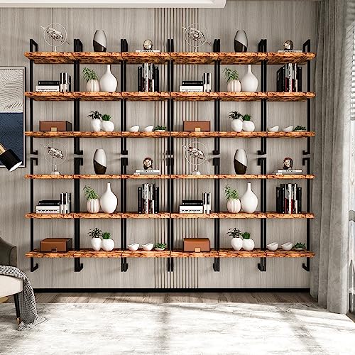 FUSUNBAO Floating Shelves, Wall Shelves for Living Room,Bathroom,Kitchen,Bedroom,3-Tier Shelves for Books/Storage/Wall Decor with 50lbs Capacity(Antique Brown 16inch)