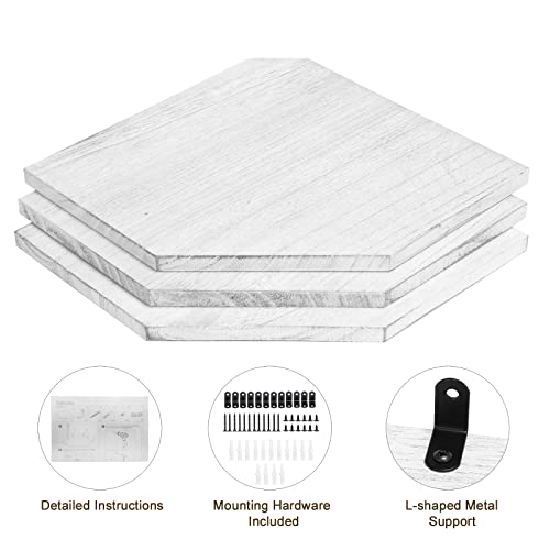 SEHERTIWY Corner Floating Shelves for Wall, 5 Tier Rustic Wall Shelves Corner Storage Shelves Small Shelf White Floating Shelves for Bedroom, Living Room, Bathroom, Kitchen