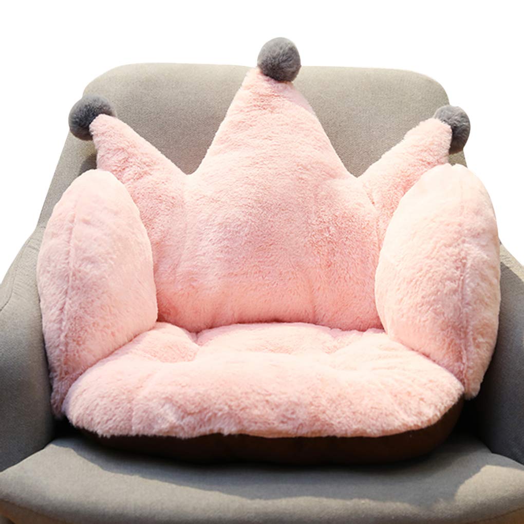 Chic Crown Design Seat Cushion Cozy Plush Chair Cushion Home Decor Thick Padded Warm Chair Pad Lumbar Support Backrest Pillow for Office Chair, Wheelchair