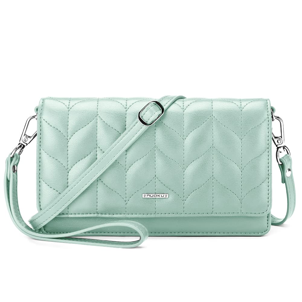 nuoku Women Small Crossbody Purse Cell Phone Wristlet Wallet Purse with RFID Card Slots and Strap for Women