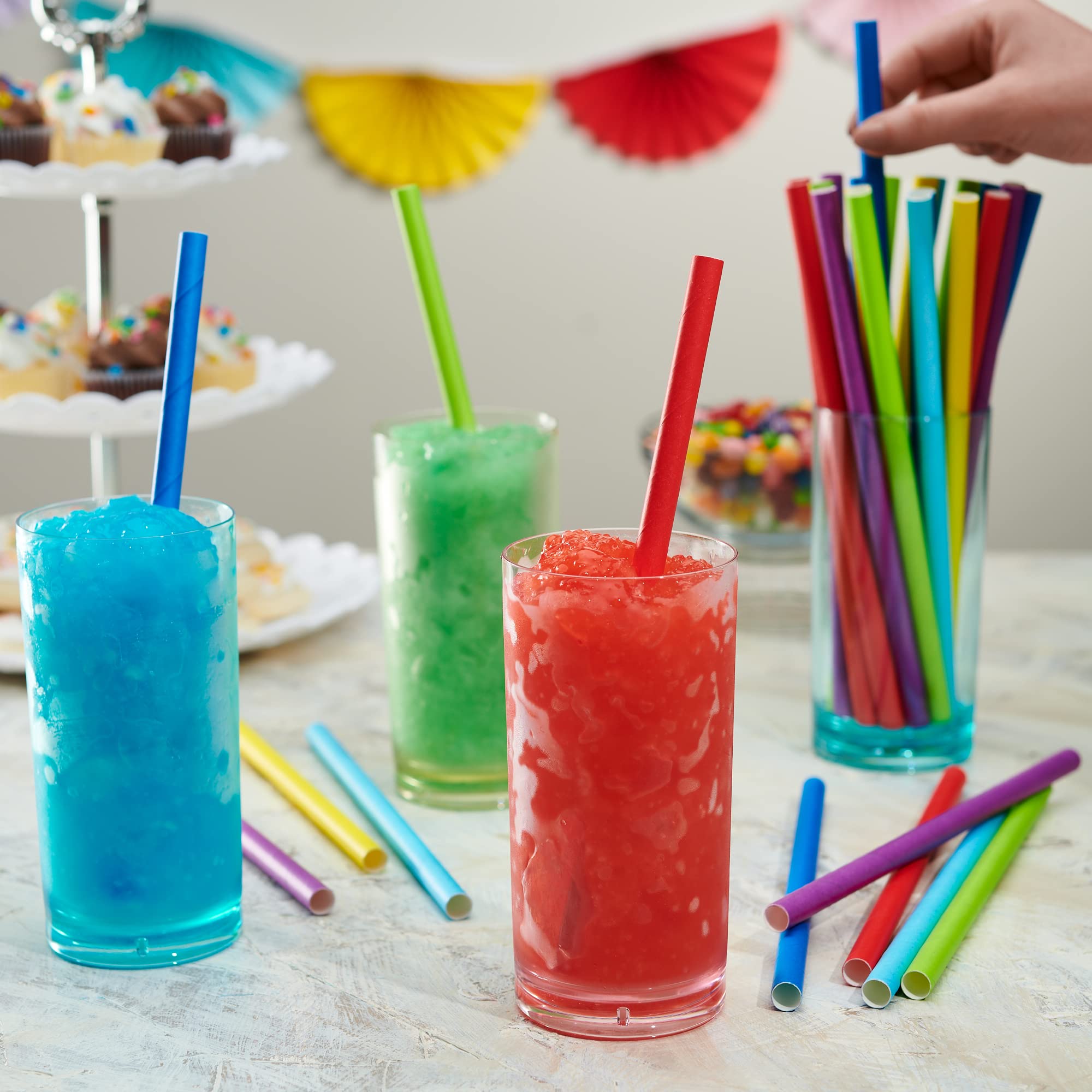 Comfy Package [Case of 2,000] Paper Jumbo Smoothie Straws,100% Biodegradable - Assorted Colors