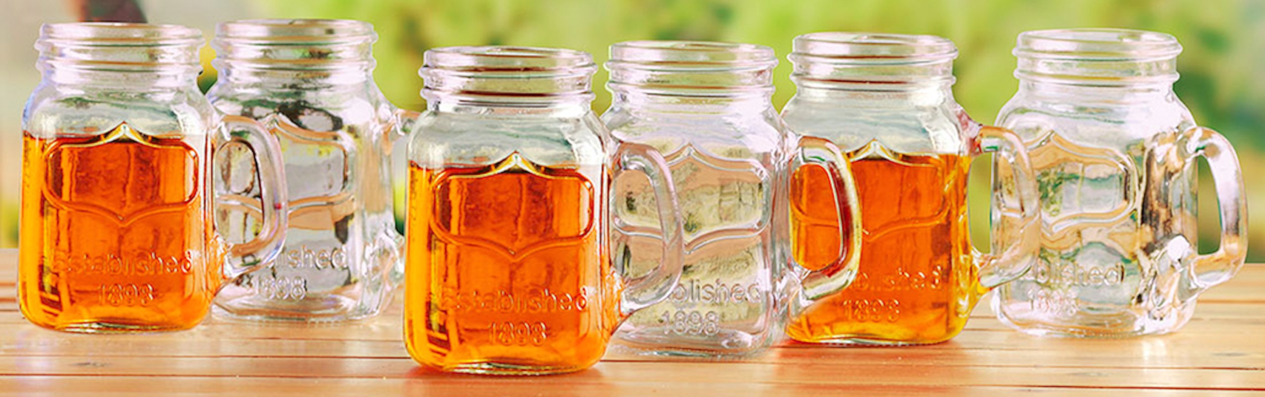 Circleware Simply Mason Jar Mug Shot Glasses with Handle, Set of 6, Party Home Entertainment Dining Beverage Drinking Glassware for Brandy, Liquor, Bar Decor, Jello Cups, 4.7 ounce, Clear (66993)