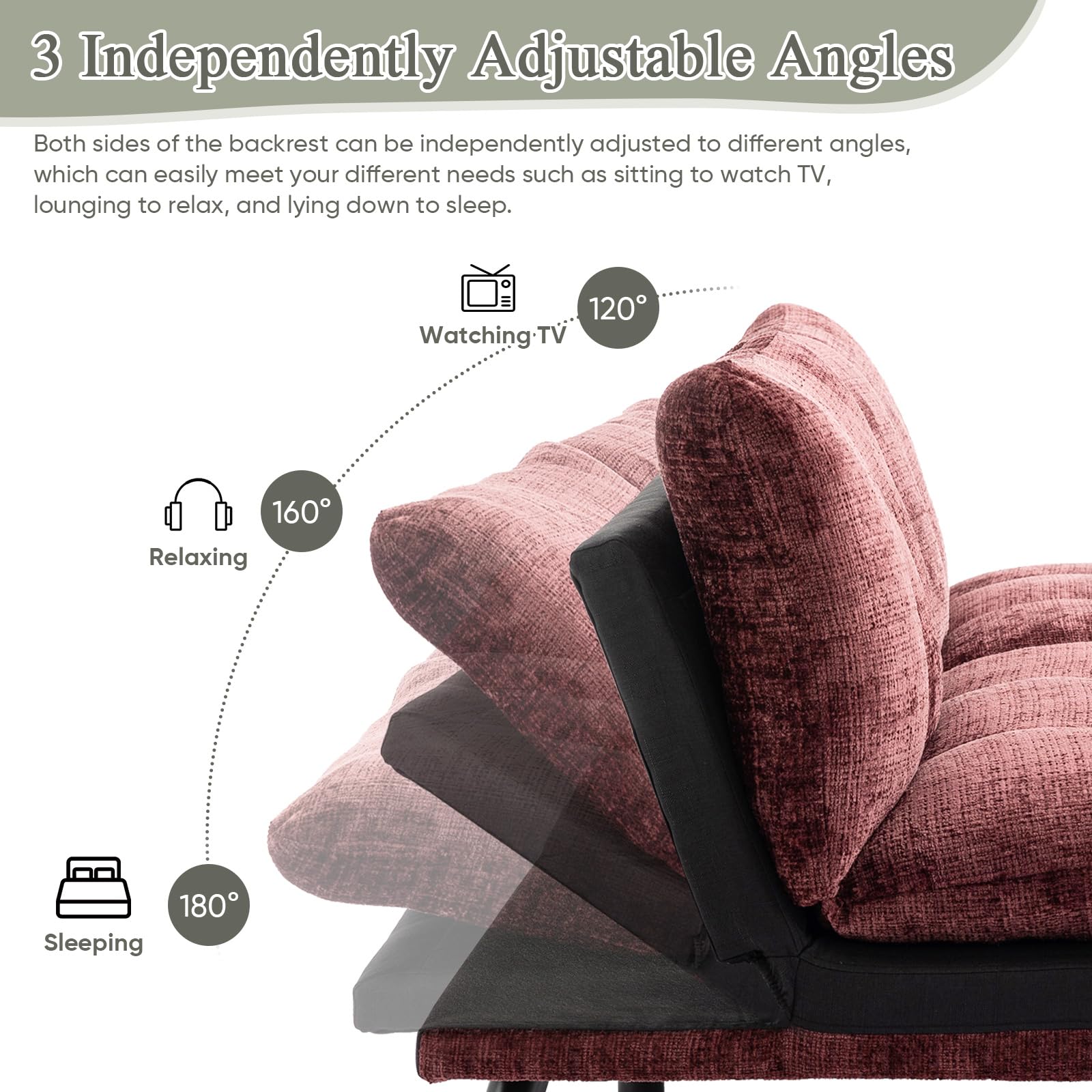 Convertible Comfy Futon Sofa Bed, 72" L Sleeper Couch with Thicker Cushion, Upholstered Modern Reclining Loveseat Folding Sofa for Small Living Room, Dorm, Apartment, Office, Blue