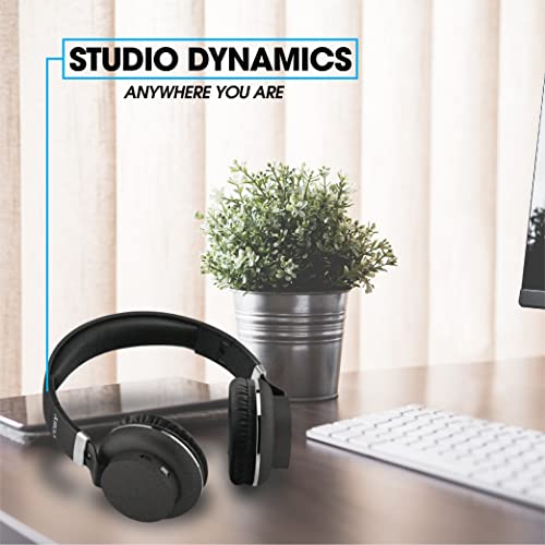 Coby Wireless On-Ear Headphones Bluetooth 5.3 Virtual Assistant Support Portable Folding with Microphone, Music and Call Controls, FM Radio, 6 Hour Battery Life, 33 Feet / 10 Meter Range (Black)