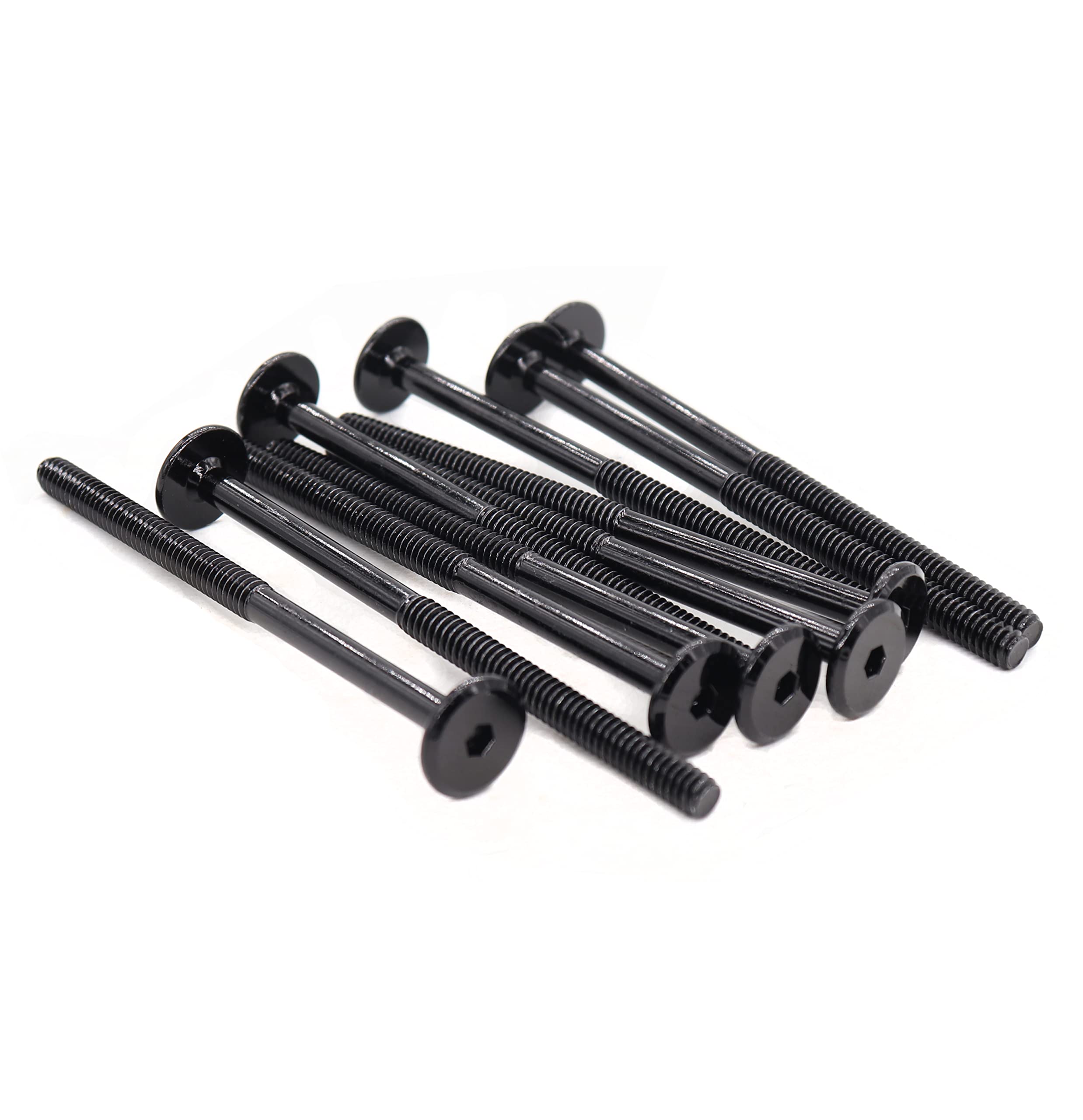 cSeao 10 Pack 1/4"-20 100mm Allen Head Joint Connector Bolts, Hex Socket Head, Black, 4 Inches Futon Screws, Half Thread 57mm