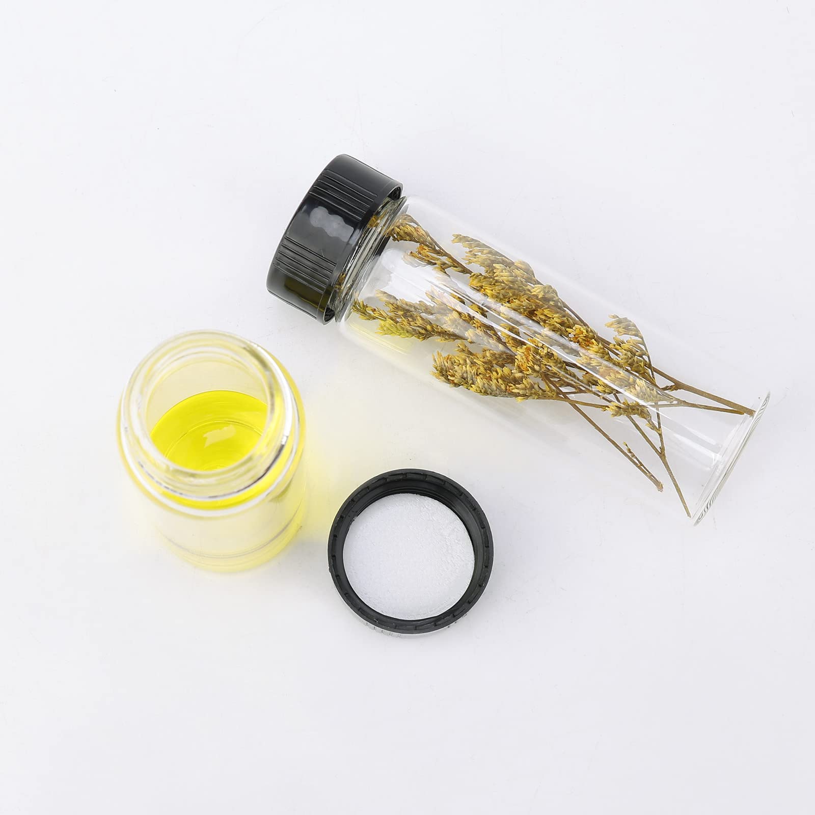 Csfglassbottles 28pcs 30ml Clear Small Glass Vials with Black Screw Cap Liquid Sampling Sample Glass Bottles for Chemistry Lab Chemicals