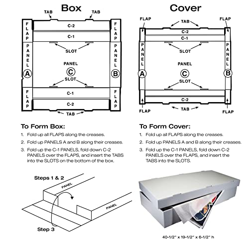 Lineco, Under Bed Storage Bins, Large Capacity Box with Lid, Archival Storage Containers for organizing Wedding Dress, Quilts, Gowns, Family Heirlooms, forever Keepsake Garment Box, 40x18x6 Inch