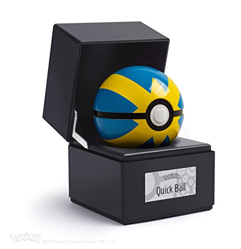 The Wand Company Pokémon Poké Ball Authentic Replicas - Realistic, Electronic, Die-Cast Poké Ball with Display Case Light Features (Quick Ball)