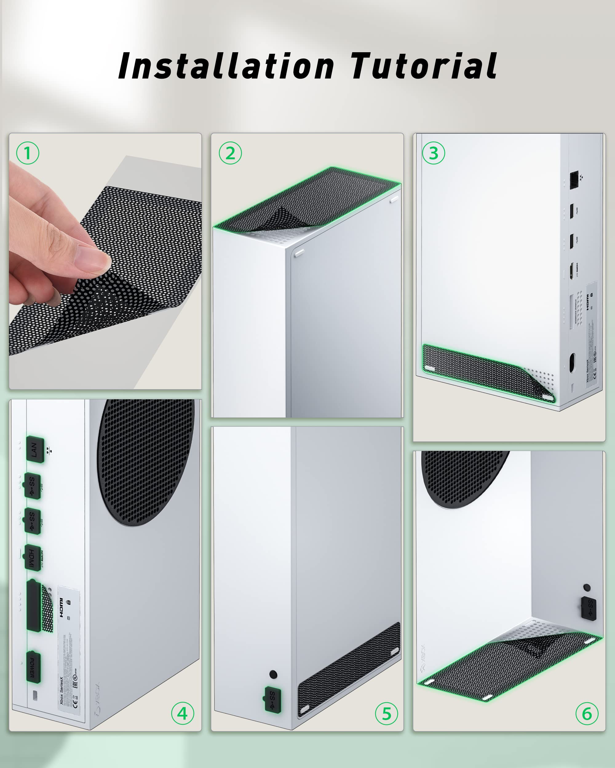 ZAONOOL Dust Filter Set for Xbox Series S Console - Include 7 Silicone Dust Protector and 4 PVC Mesh Filter Covers