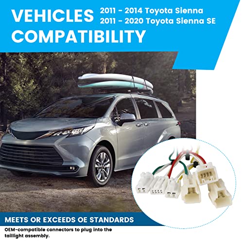 MECMO 4 Way Flat Trailer Wiring Harness for 2011-2014 Toyota Sienna & 2011-2020 Sienna SE, 56106 T-Connector, Plug-in Simple Vehicle-Side 4-Pole Flat Trailer Hitch Wiring