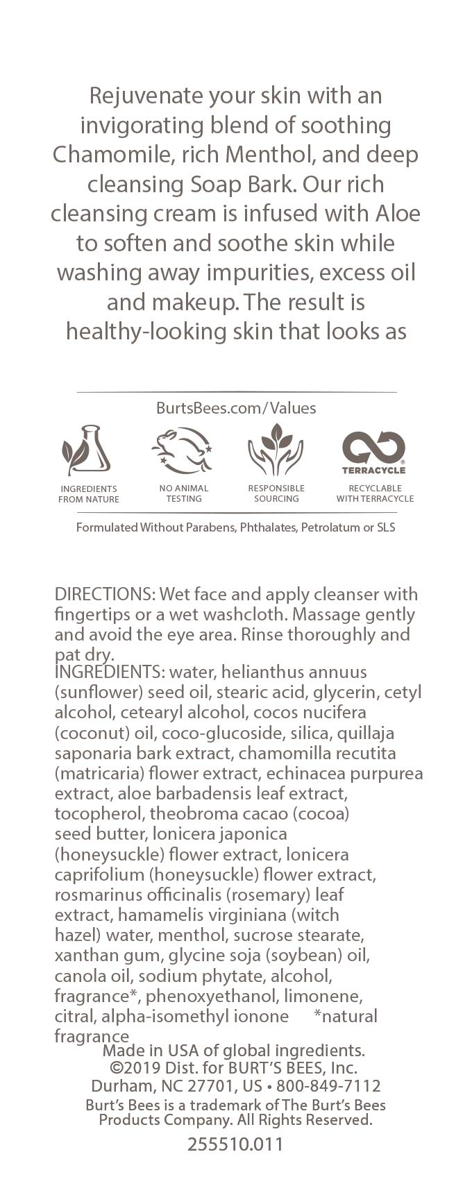 Burt's Bees Soap Bark and Chamomile Deep Cleansing Cream, 6 ounce pack of 2