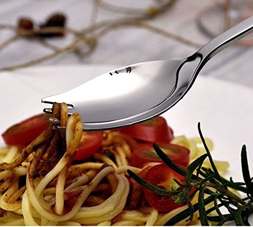 COMIART Stainless Steel Sporks, 6.1 Inch Fork Spoon 2 in 1 for Elderly Household Use Camping Travel Hiking Party, Flatware for Spaghetti Salad Fruit Appetizer Ice Cream Dessert, Pack of 4