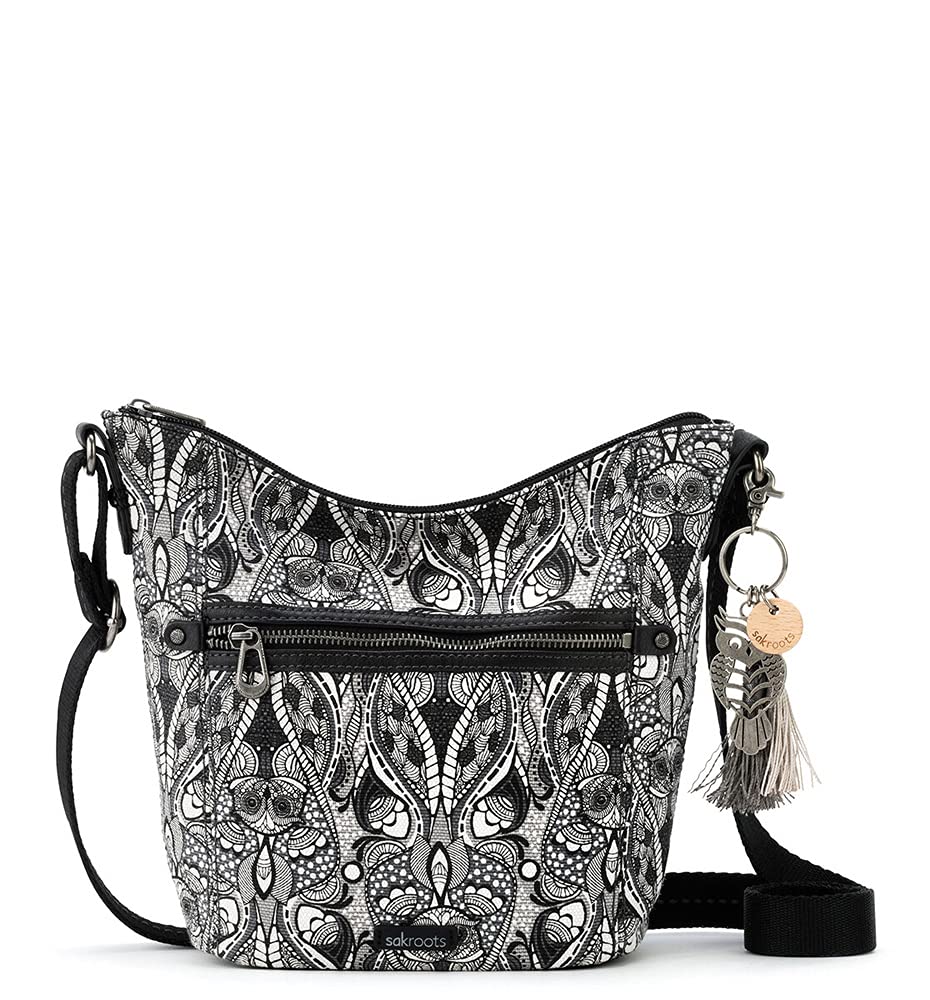 Sakroots Sequoia Small Crossbody, Black/White Soulful Desert