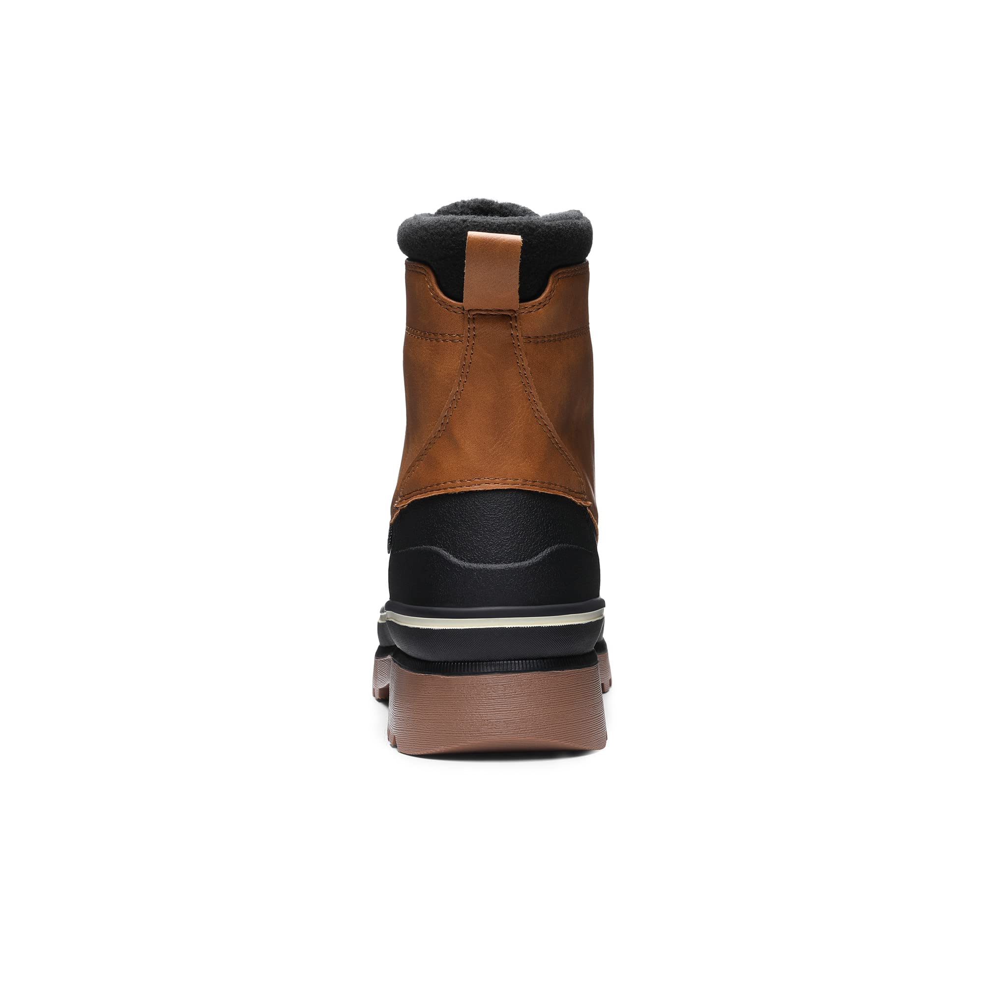 Bruno Marc Men's Insulated Waterproof Snow Boots Warm Fur Lined Outdoor Winter Boot Brown/Yellow,Size12,SBSB229M