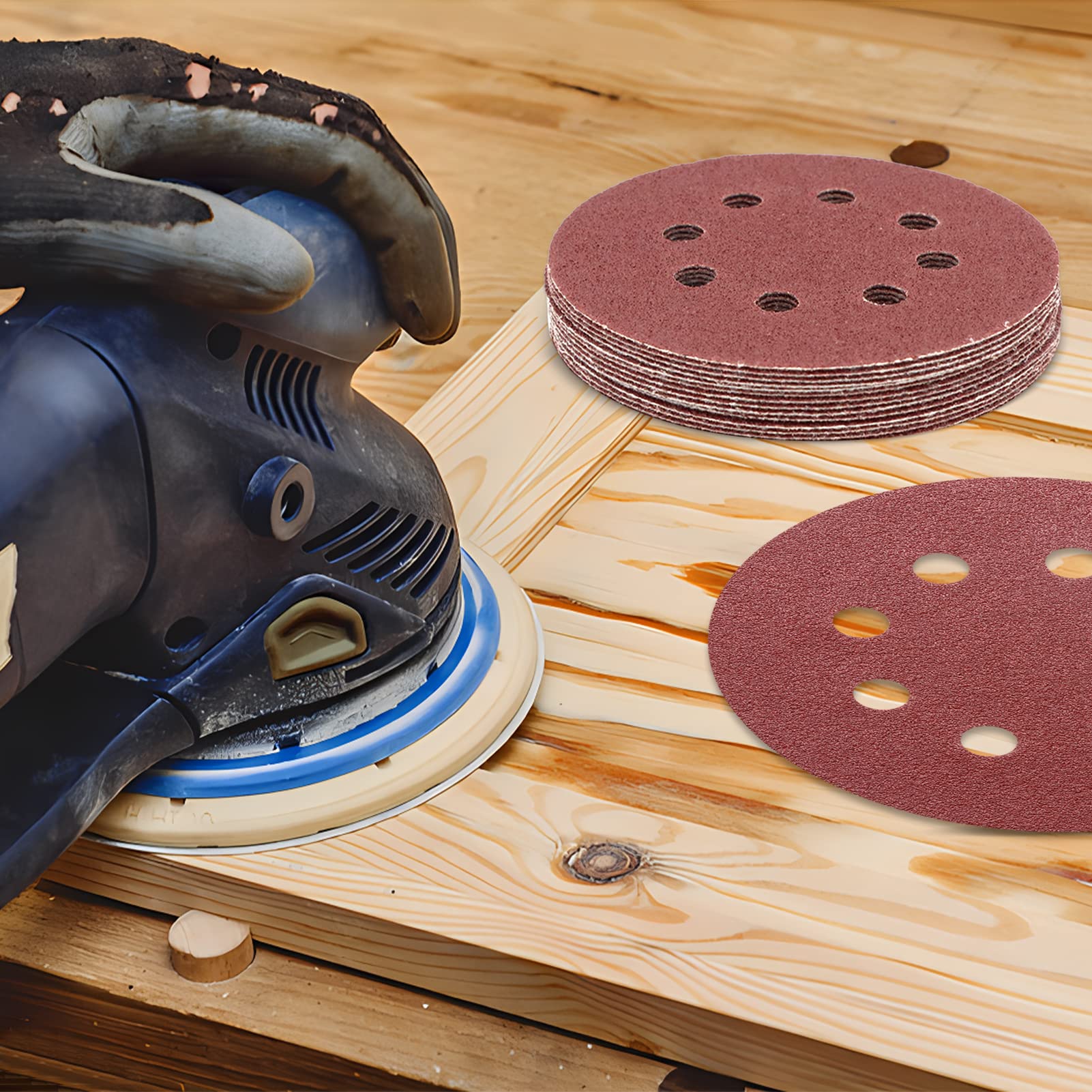 ZEHIQ 110 Pieces 5 Inch Sanding Disc 400 grit, 8 Holes Hook & Loop Sandpaper, Random Orbital Sand Paper for Automotive Paint Polishing and Wood Working