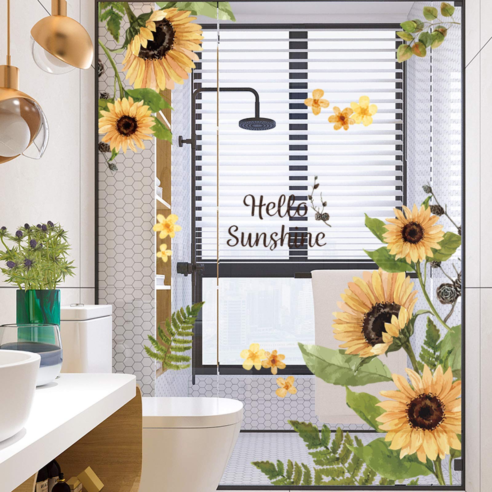 NOA Sunflower Wall Stickers 3D Yellow Flower Wall Decals, Removable Garden Flowers Plant Wallpaper Decor, DIY Art Murals for Bedroom Nursery Kitchen Home Decorations(B)