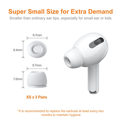 Link Dream 6 Pieces Replacement Ear Tips for AirPods Pro/AirPods Pro 2 Silicon Ear Buds Tips with Portable Storage Box Super Small (3 Pairs XS)