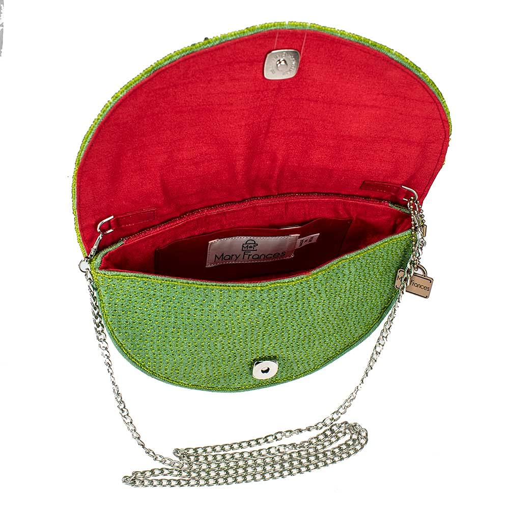 Mary Frances Summer Slice Beaded Watermelon Crossbody Clutch Handbag