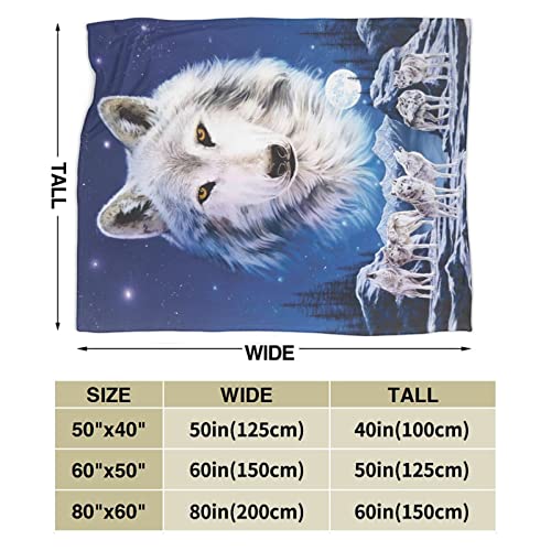 Fuzawet White Wolf Blanket Soft Warm Fleece Wolves Throw Cozy Fluffy Plush Animal Blanket Wolf Gifts Stuff for Kids Adults Bed 40''X50''