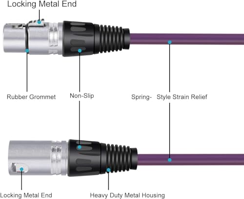 NEEWER 6 Pcs 24.9ft Microphone Audio Cable XLR Male to XLR Female Colored Snake Cable (Purple/Red/Blue/Orange/Yellow/Green)