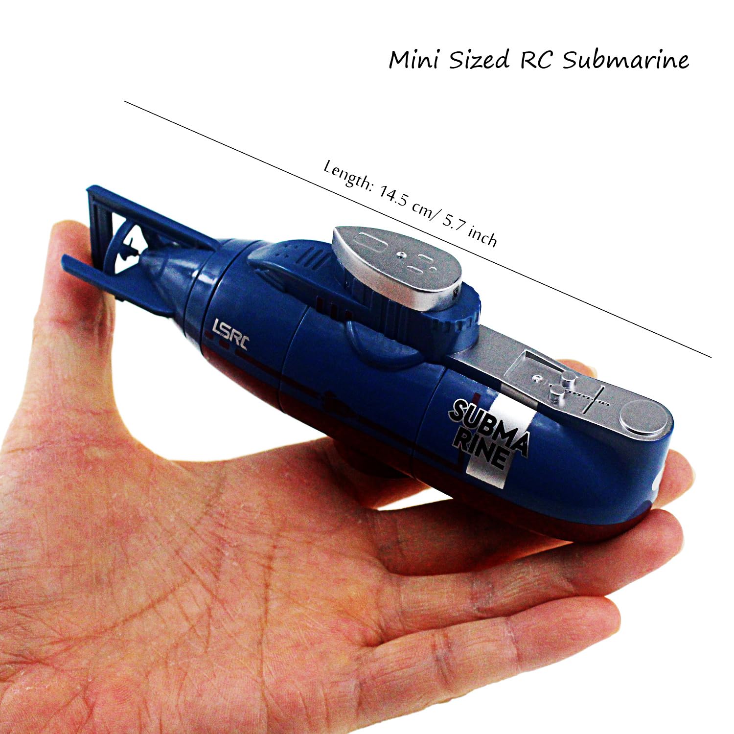 Tipmant RC Submarine Toy Remote Control Boat Ship Electric Dive for Fish Tank Water Tub Kids Birthday Gift (Blue)