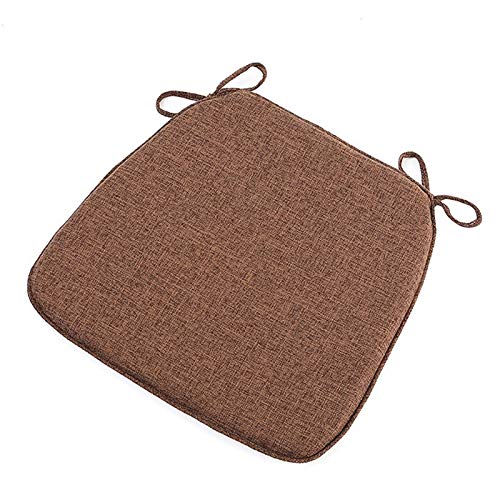 CHIESMA,Chair Cushion with Ties for Dining Room Chairs Pads,Memory Foam Non Slip Kitchen Chair Seat Cover 16.5×17.7inch Brown