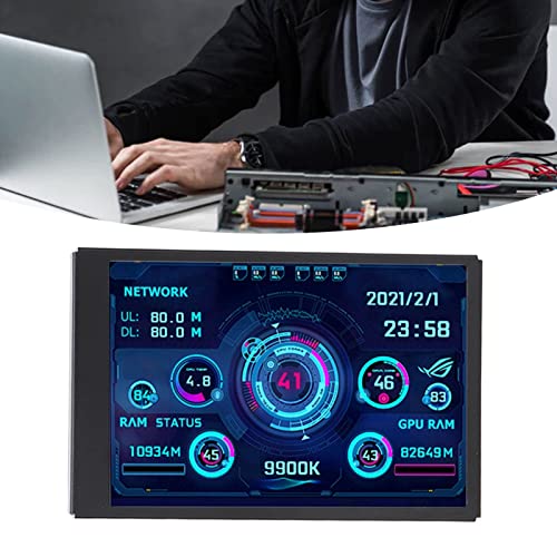 Computer Temp Monitor, 3.5in USB C Computer CPU Monitor for Office(Black Cat Lingerie Dress)