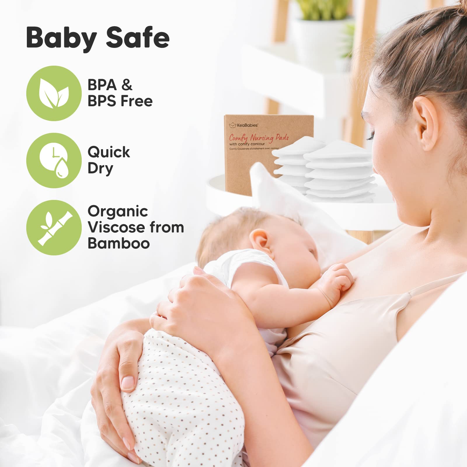 KeaBabies 3 in 1 Postpartum Belly Support Recovery Wrap and Bamboo Viscose Nursing Pads Bundle - Pregnancy Belly Support Band - 14 Washable Pads + Wash Bag