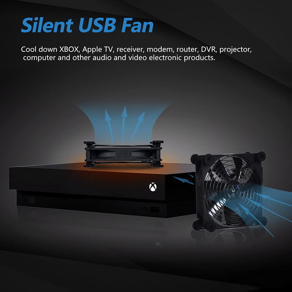 SCCCF Dual 140mm USB Speed Control Fan, 5V Portable Cooling Fan for Flat-Screen TV Receiver Router DVR Playstation Xbox Computer Cabinet Cooler