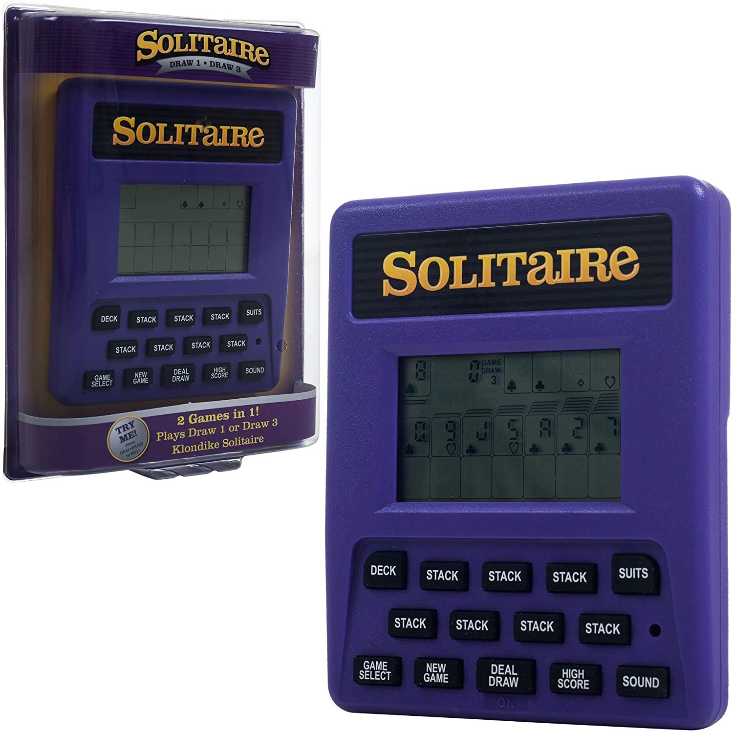 RecZone LLC Vegas Gambling Electronic Travel Game Pack - Slot Machine, Solitaire, and Blackjack Handheld Game
