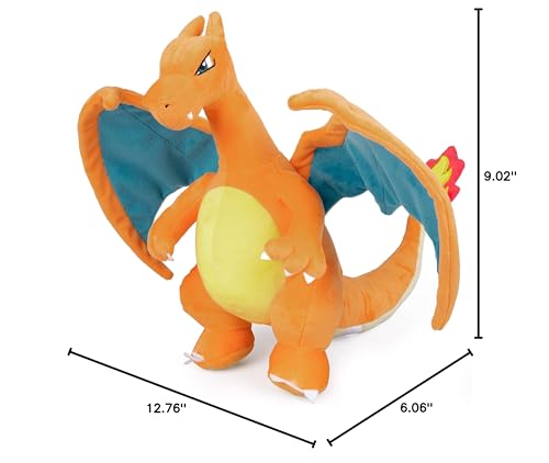 Pokémon 12" Large Charizard Plush - Officially Licensed - Charmander Evolution - Authentic Soft Stuffed Animal Toy Figure - Valentine's Day & Easter Basket Stuffer Gift for Kids, Boys, Girls - 2+