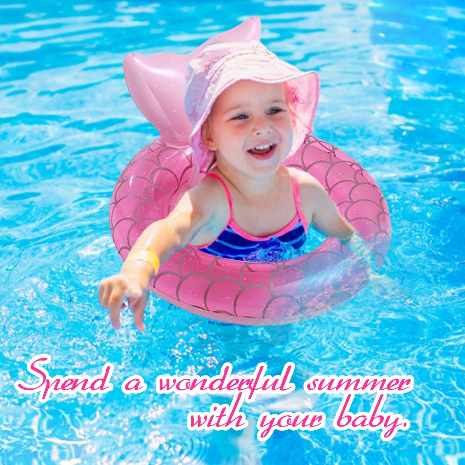 ZEYGLXC 2023 New Mermaid Baby Swimming Pool Floats 6-48 Months,Inflatable Pool Swim Ring with Seat and Handle for Babies Toddlers Infant Training Summer