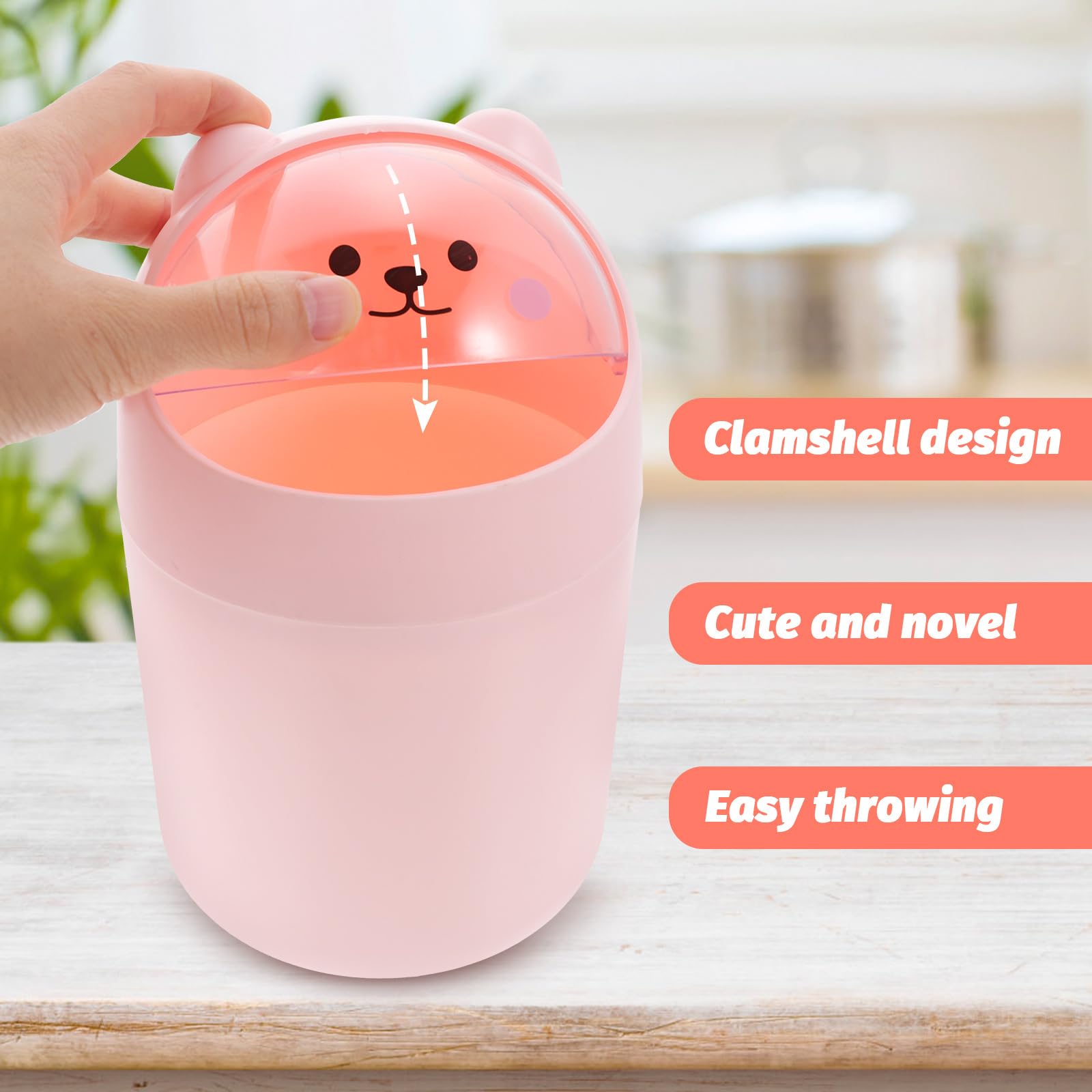 Garneck Desktop Trash Can Office Containers with Lids Computer Trash Can Desktop Garbage Can Slim Trash Can with Lid Wastebaskets Mini Trash Bin Plastic Trash Can for Table Swing Car