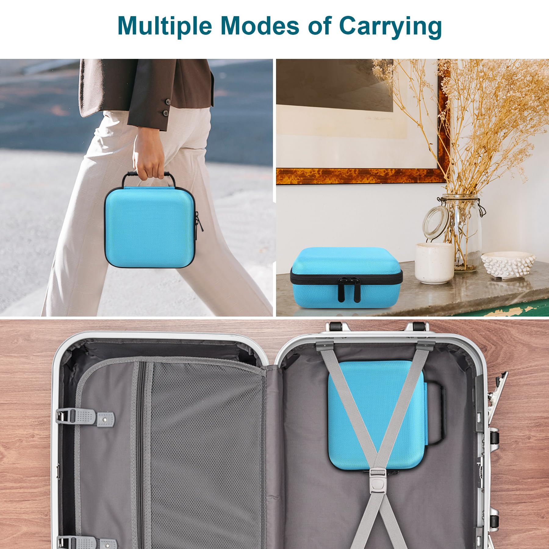 Canboc Carrying Case for Makeid E1 Portable Label Maker, Bluetooth Thermal Printer Box, Zipper Mesh Bag fits Sticker Labels and Charging Cord, Blue