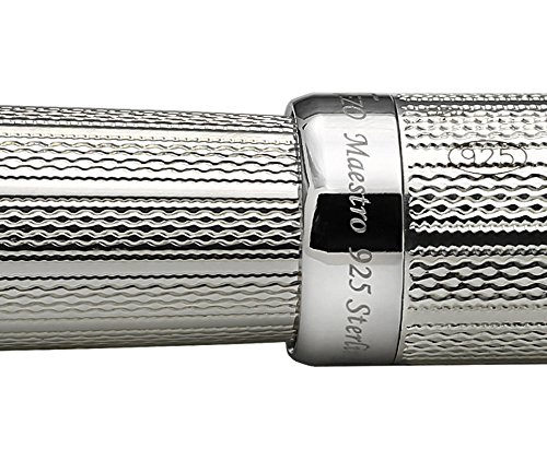 Xezo Solid 925 Sterling Silver Serialized Fine Rollerball Pen with Screw-On Cap (Maestro 925 Sterling Silver R-1)