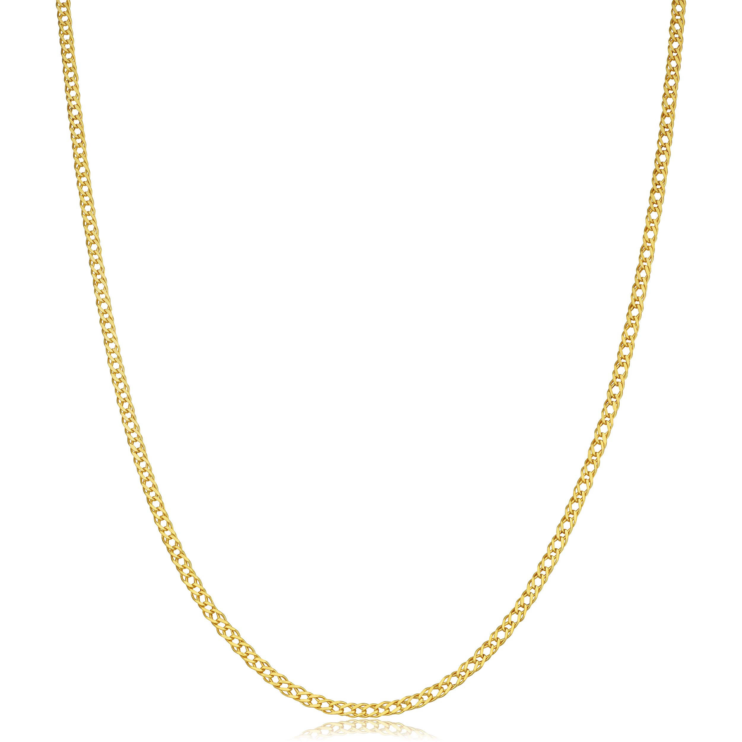 Kooljewelry 14k Yellow Gold Diamond Weave Chain Necklace (2 mm, 18 inch)