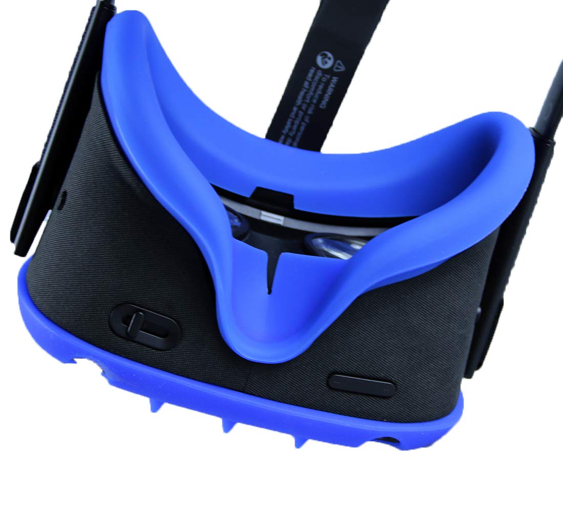 MASiKEN Silicone Mask Cover & Face Cushion for Oculus Quest, Head Cover Protection Skin Cap, Face Pad Replacement Accessories Shock-Resistant Sweatproof Lightproof (Blue)