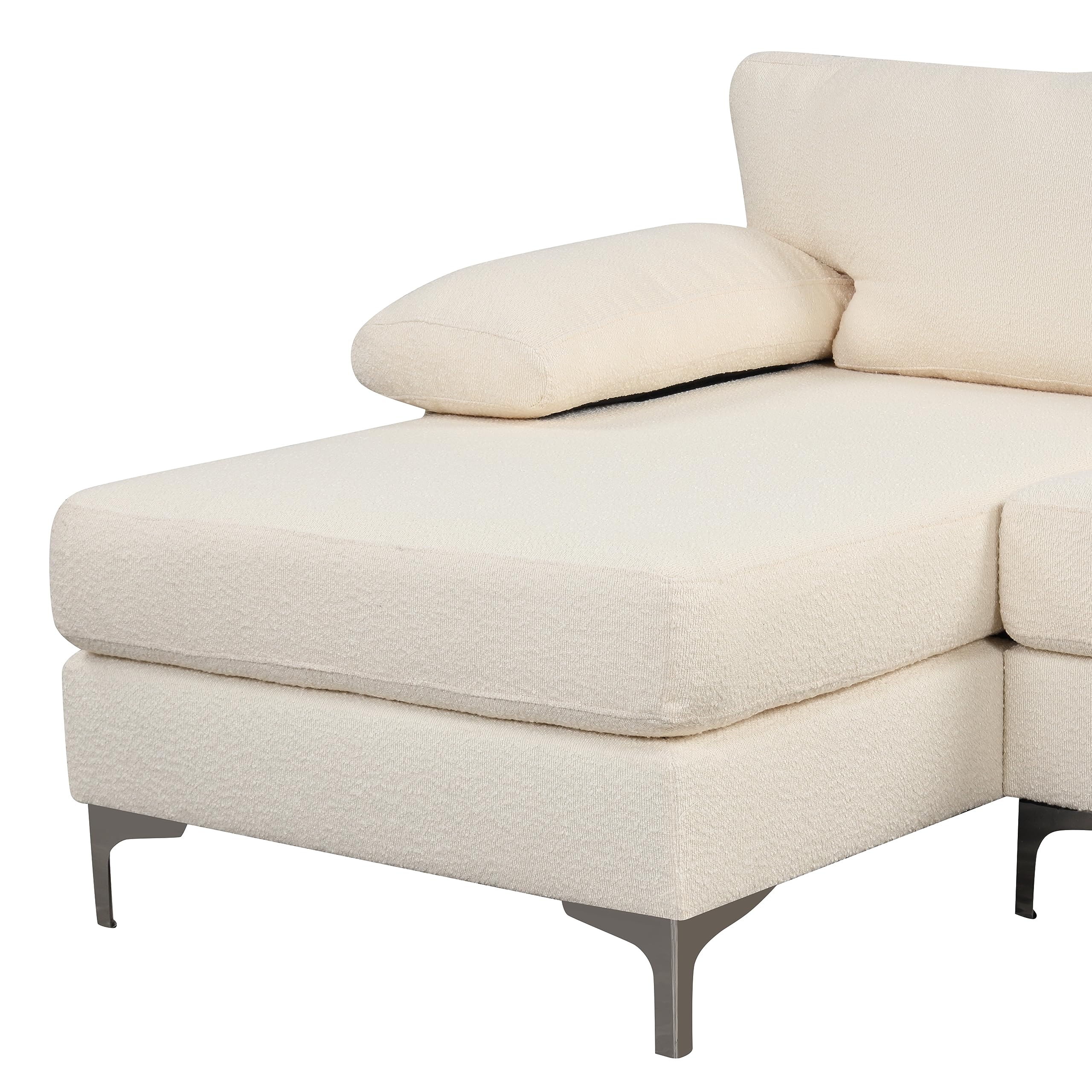 Casa Andrea Milano Luxury Modern Large Boucle L-Shape Sectional Sofa, with Extra Wide Chaise Lounge Couch