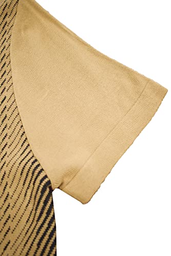 Men’s Short Sleeve Knit Sports Shirt - Modern Polo Vintage Classics: Mélange Panel (3XL, Cafe Stripe)