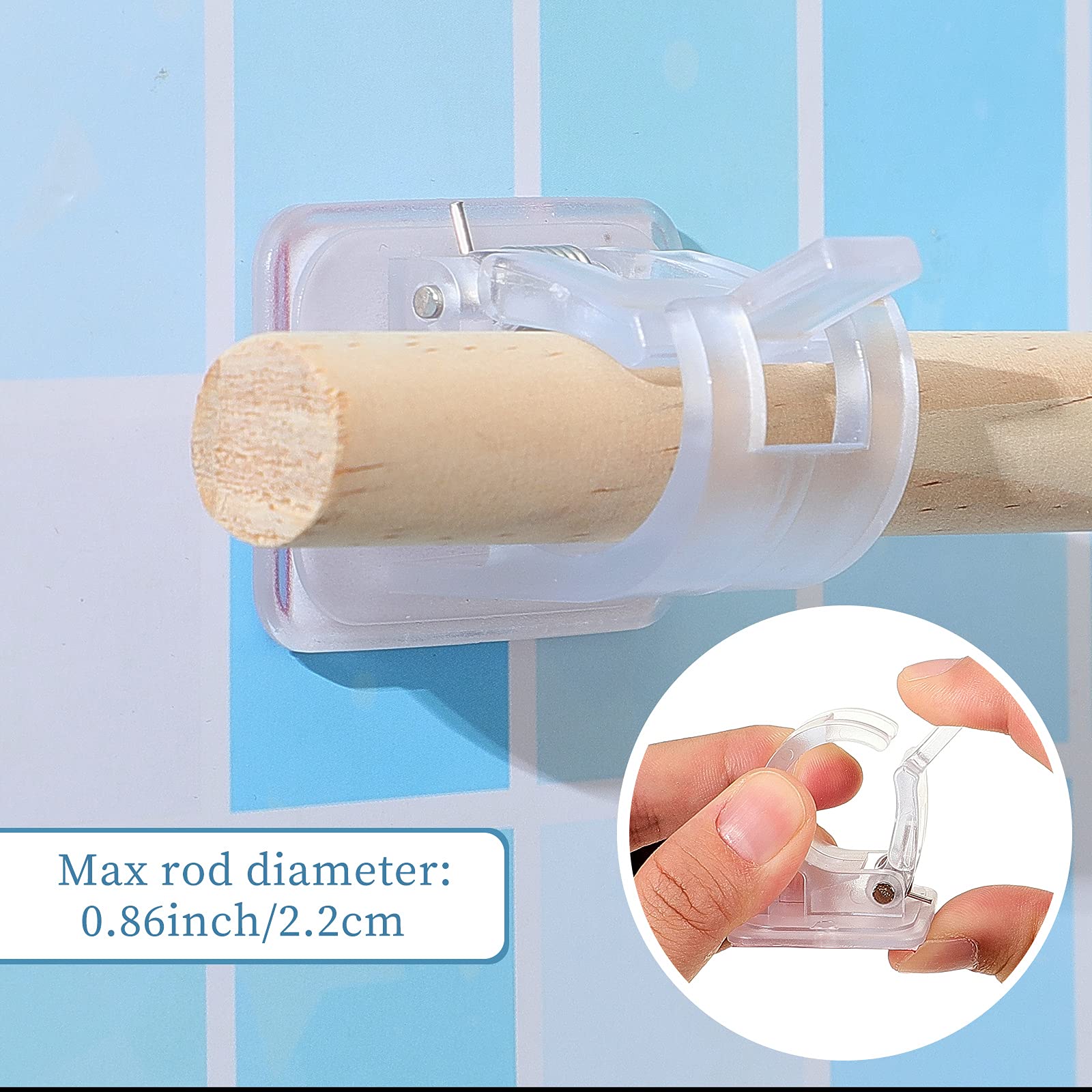 Self-Adhesive Curtain Rod Bracket Drapery Hook Holders no Nail Fixing Rod Holder Curtain Pole Wall Brackets No Screw Towel Rod Hooks for Home Bathroom and Hotel Use (8 Pieces)
