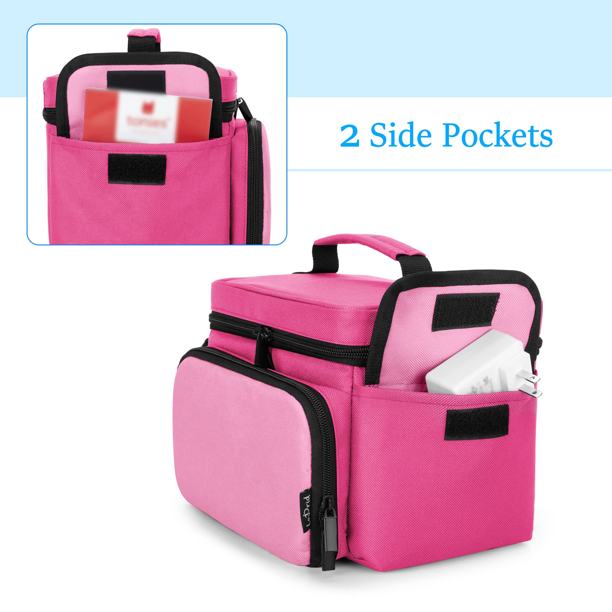 LoDrid Carrying Case Compatible with Toniebox, Portable Bag with Shoulder Strap for Audio Player Starter Set, Headphones Charging Station Storage, Rose Red (Bag Only)(Patent Design)