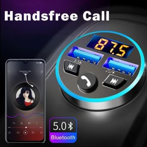Car FM Transmitter, Bluetooth 5.0 Car Radio Audio Adapter MP3 Player, Car Bluetooth Radio Adapter with Dual USB Charger for Phone,and Tablets