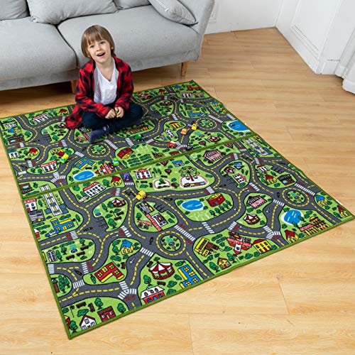 JOYIN 2 Pack Playmat City Life Carpet for Kids Age 3+, Jumbo Play Room Rug, City Pretend Play